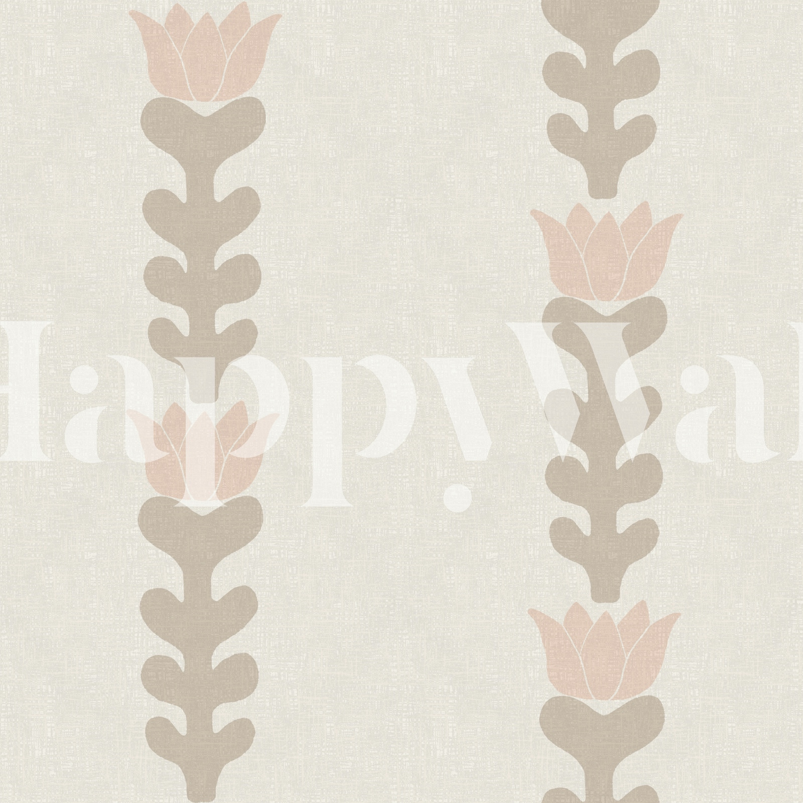 Scandi Tulip Stems Neutral Wallpaper | happywall.com