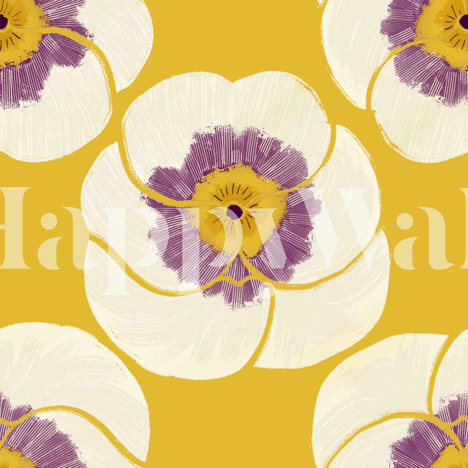 Hearts Ease Pansy Floral Pattern - Happywall.com