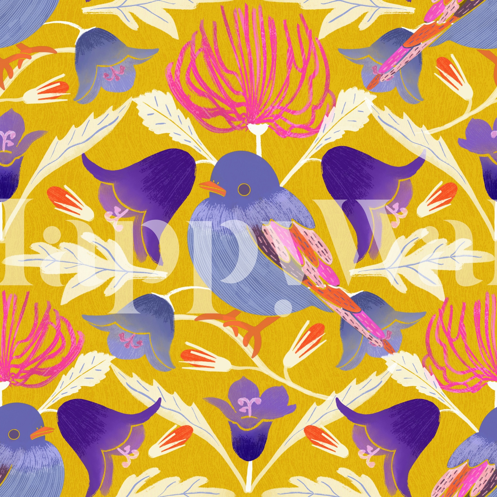 Fairy’s Thimble Woodland Bird Wallpaper