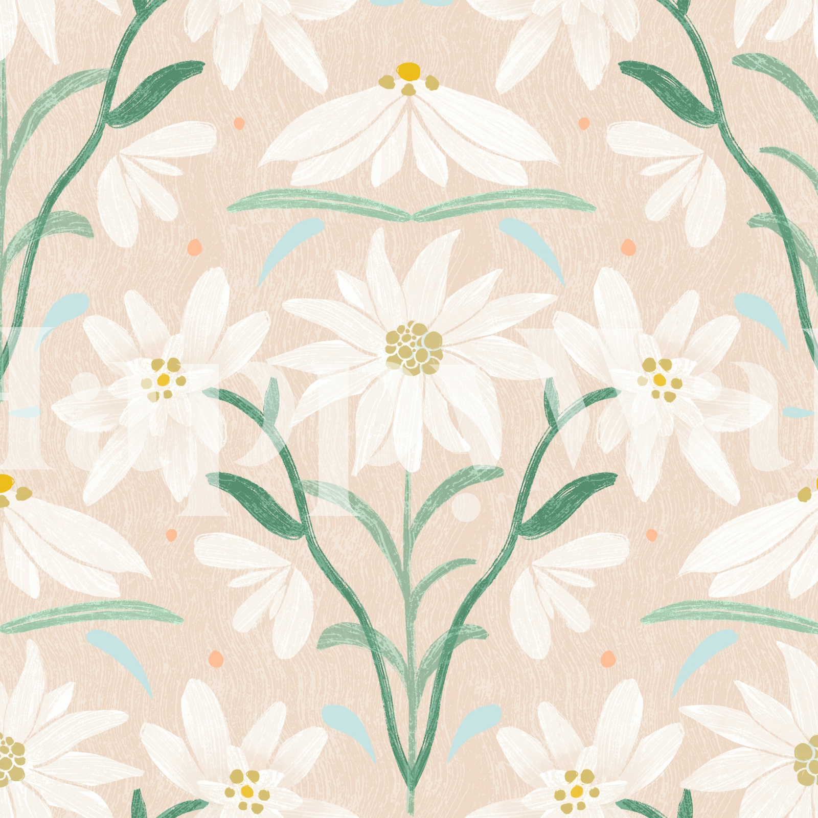 Edelweiss Floral Pattern Wallpaper