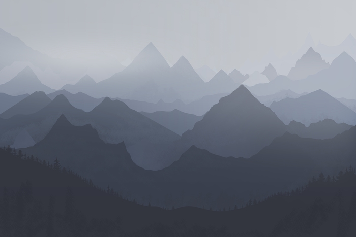 Mountains Blue Wallpaper | Happywall