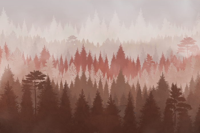 Forest Themed Wallpaper in Warm Colors