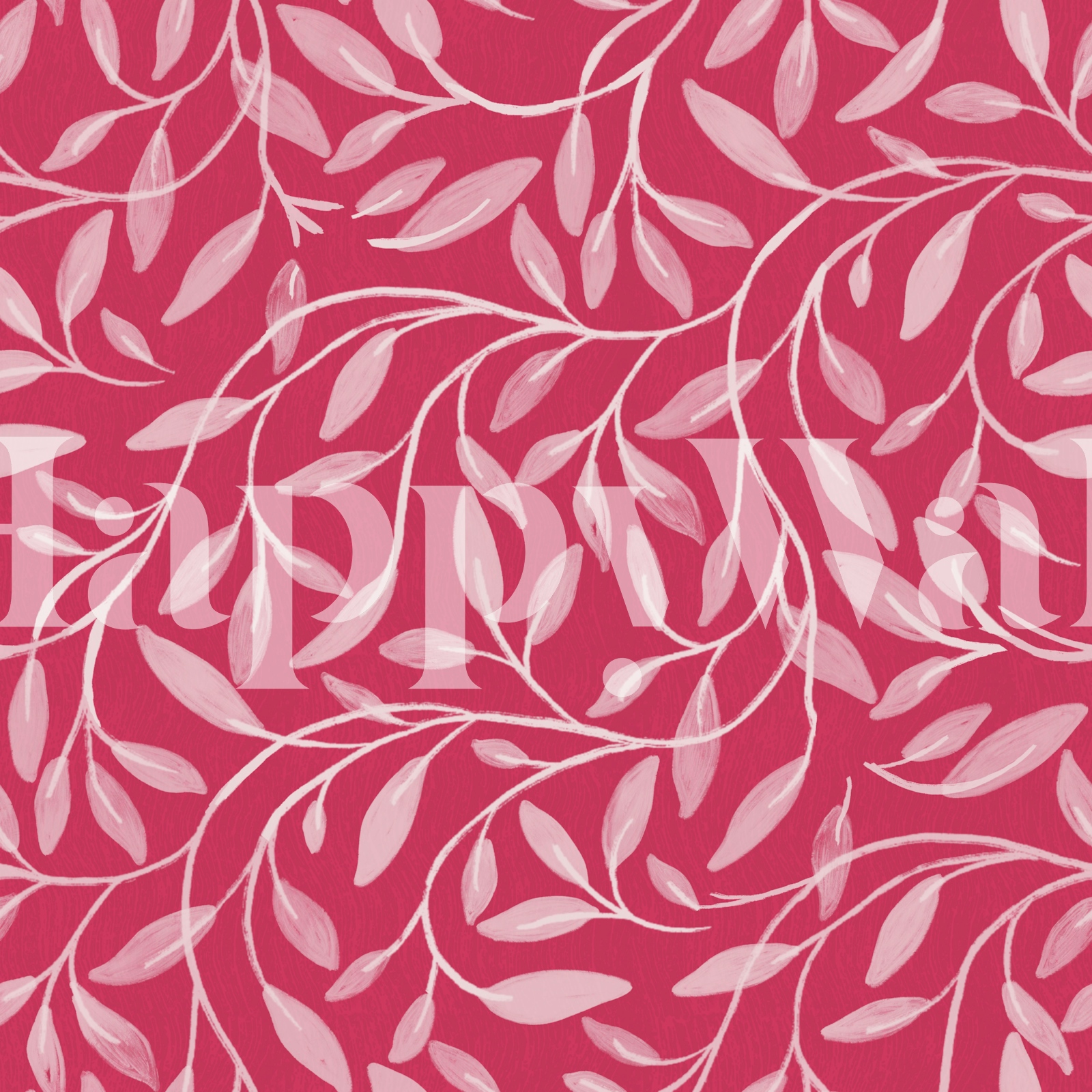 Raspberry Rose Flowing Leaves Wallpaper