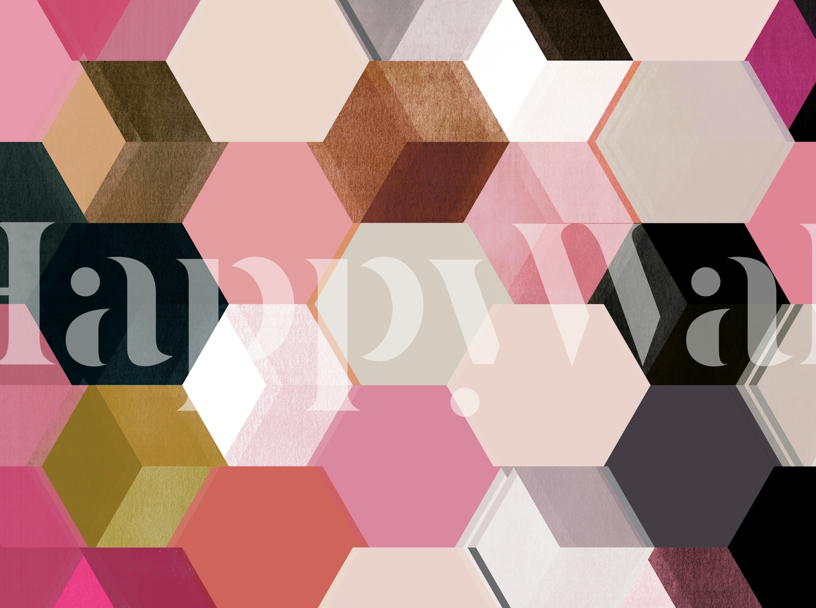 Vibrant Hexagon Pattern Wallpaper - happywall.com