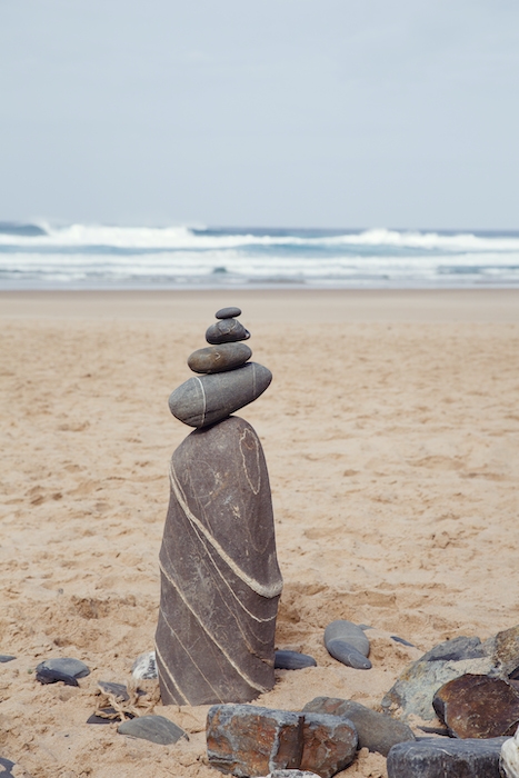 Land Art Pebble Stack Wallpaper - Unique and Nature-Inspired