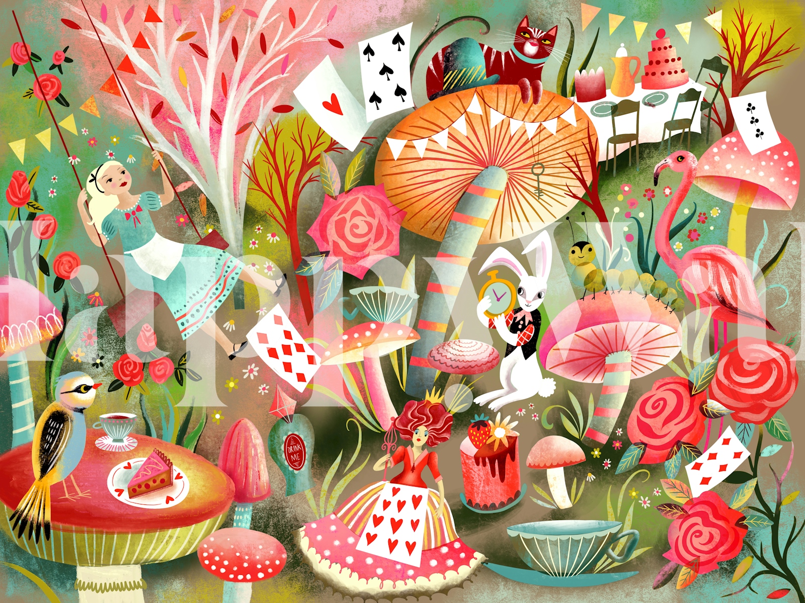 Alice in Wonderland Forest Wallpaper