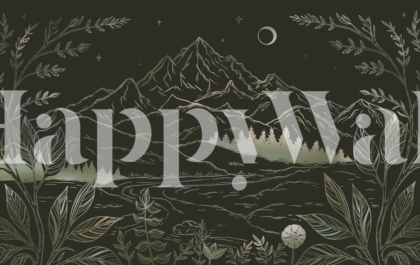 Night Sky Mountain Outline Wallpaper | happywall.com