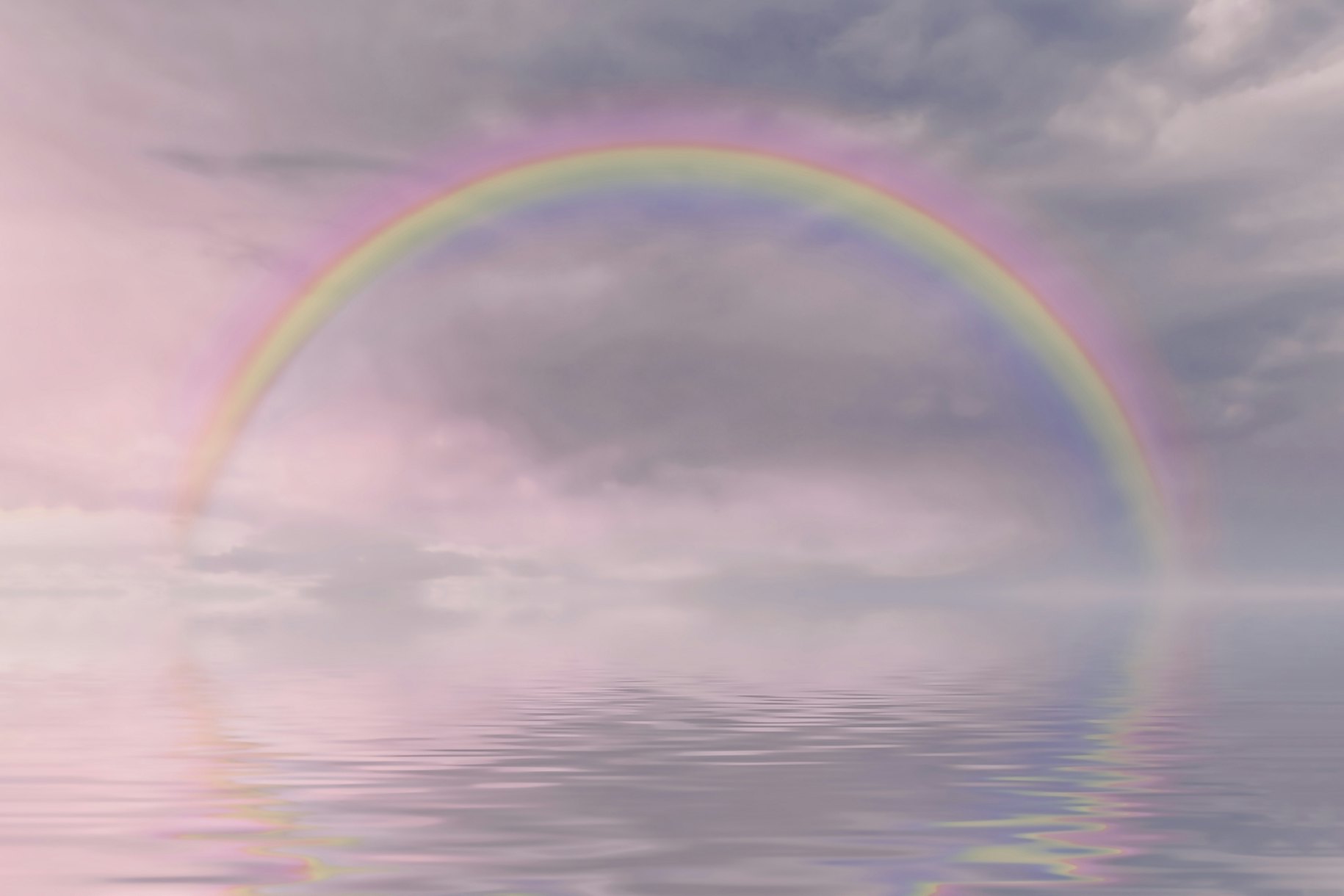 Buy Magic Pink Rainbow Over Water Wallpaper | Happywall