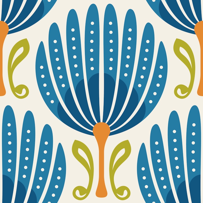 Nordic Petal Motif in Blue - Happywall
