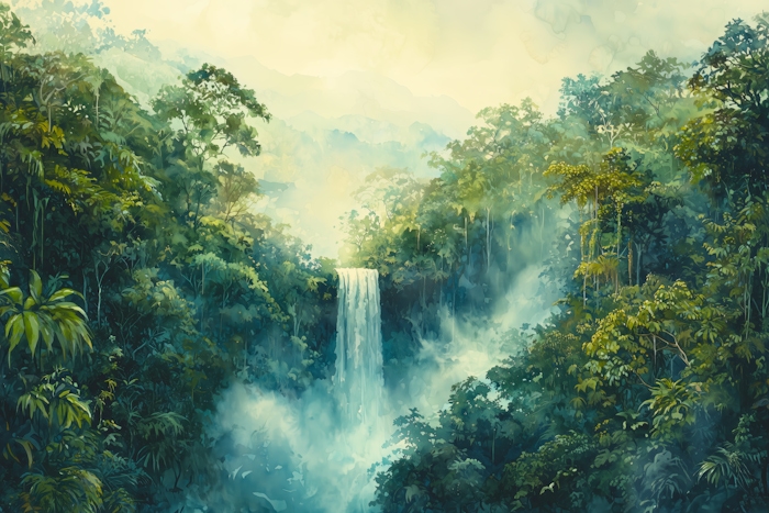 Hidden Waterfall in the Jungle wallpaper | Happywall