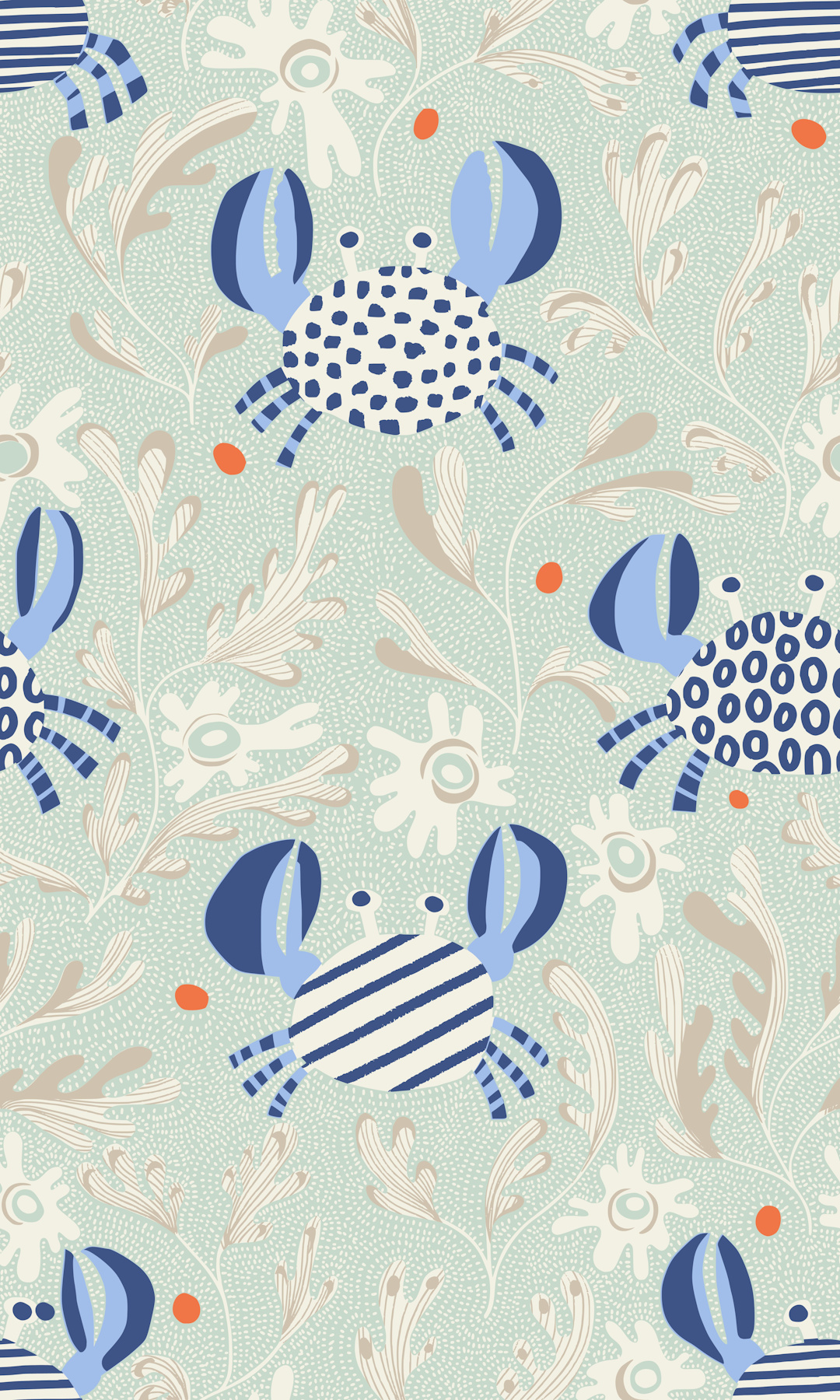 Modern Nautical Crustaceans Wallpaper