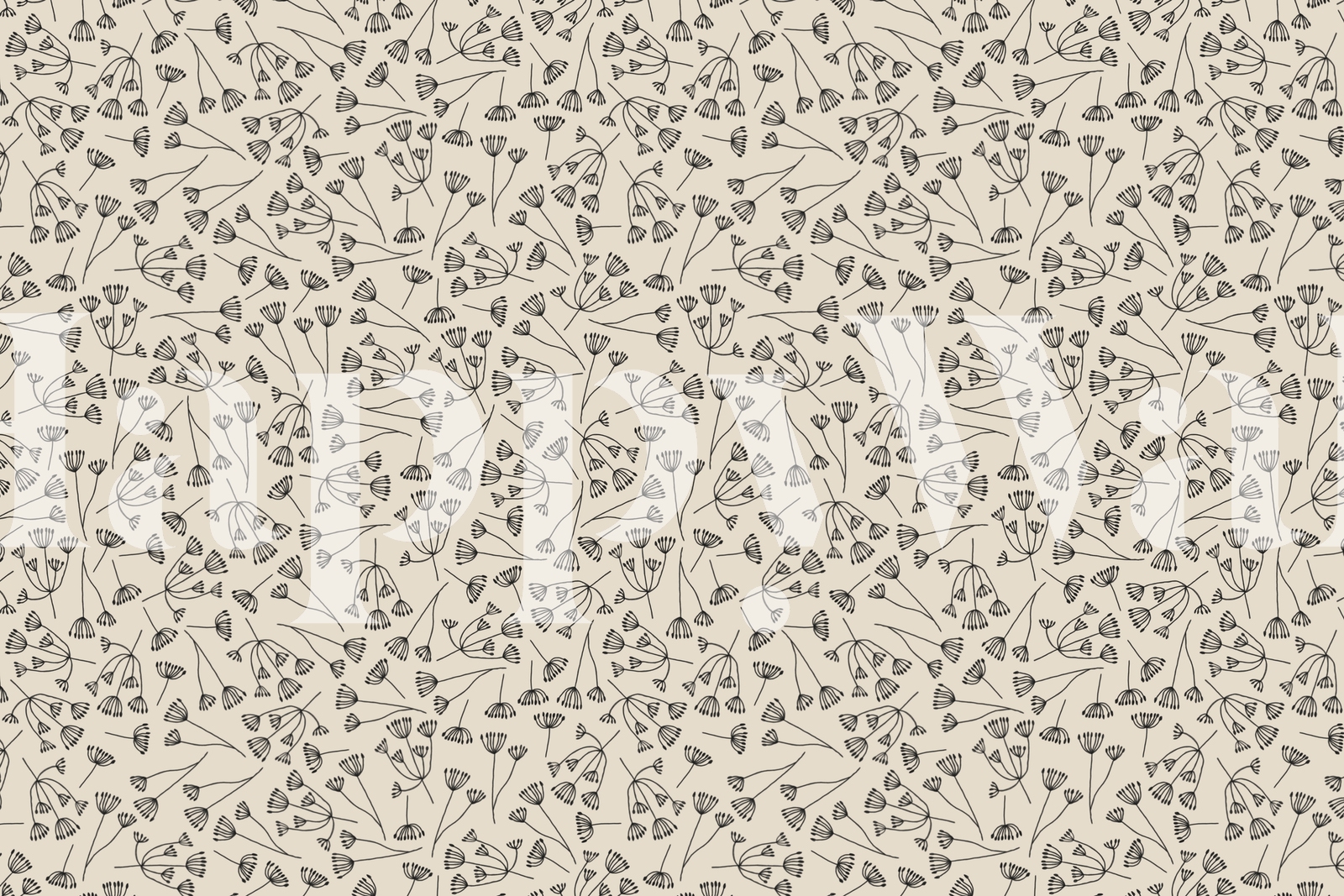 Organic Floral Monochrome Wallpaper