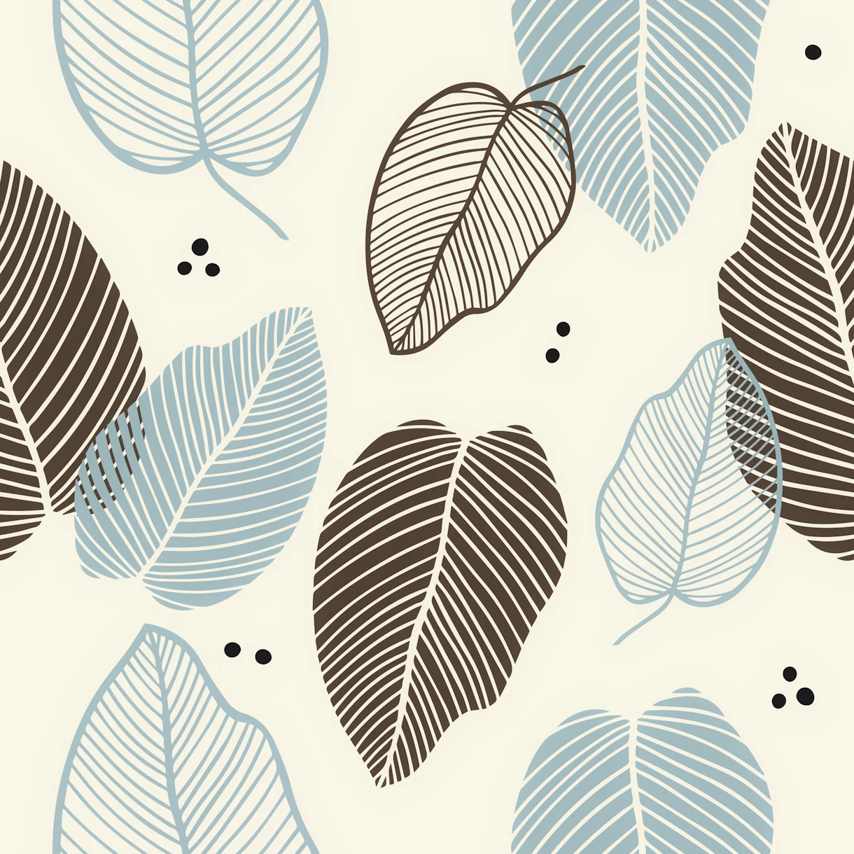 Mid-Century Modern Wallpaper | Retro Leaves Design | Happywall Decor