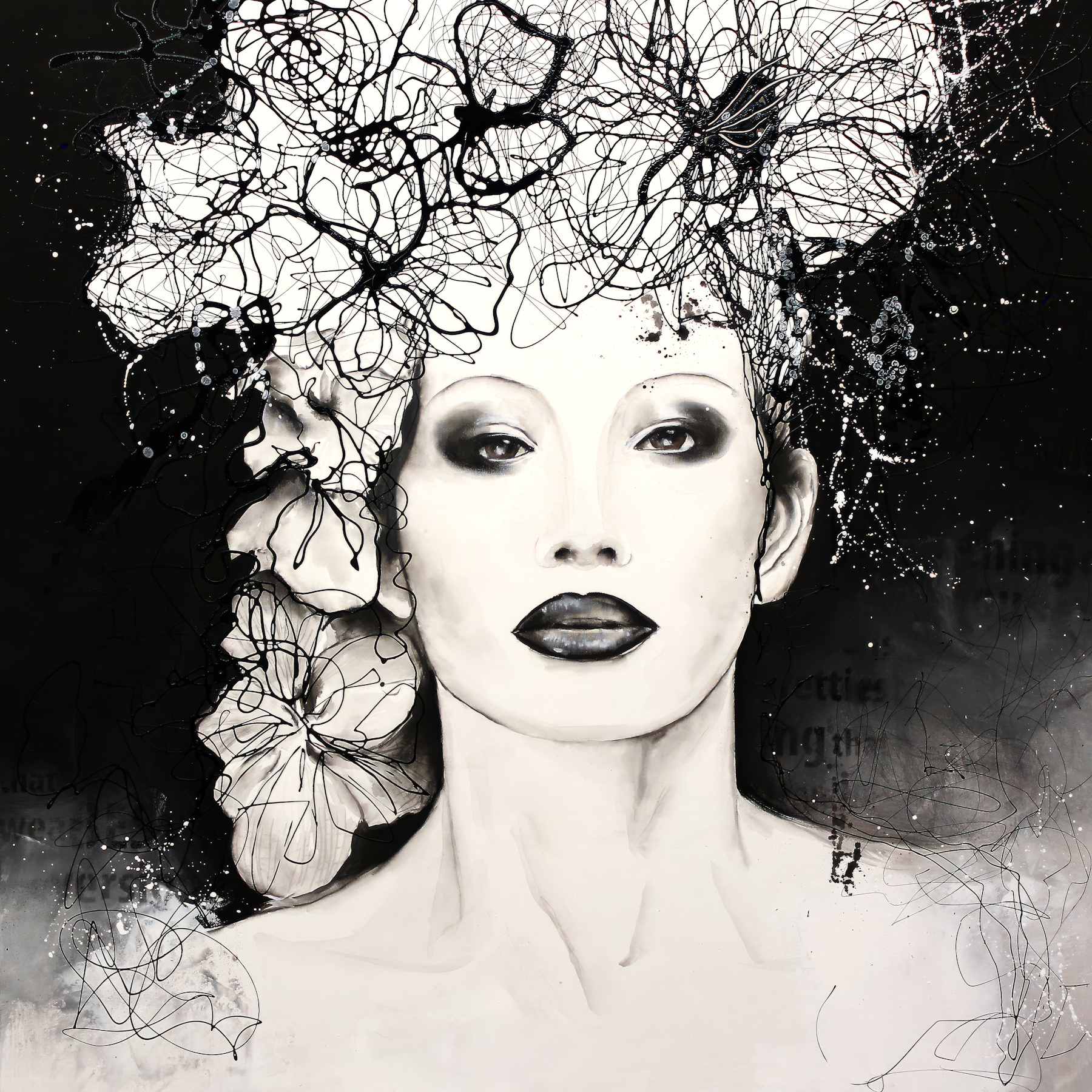Papel pintado Ink Bloom Fashion Face | happywall.com
