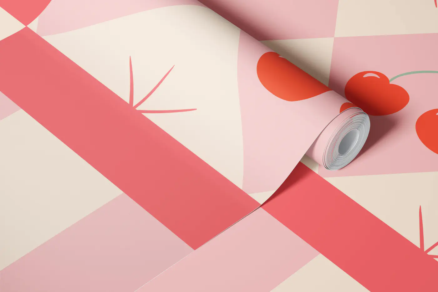 Jumbo Pastel Pink Cherry papel pintado | Happywall