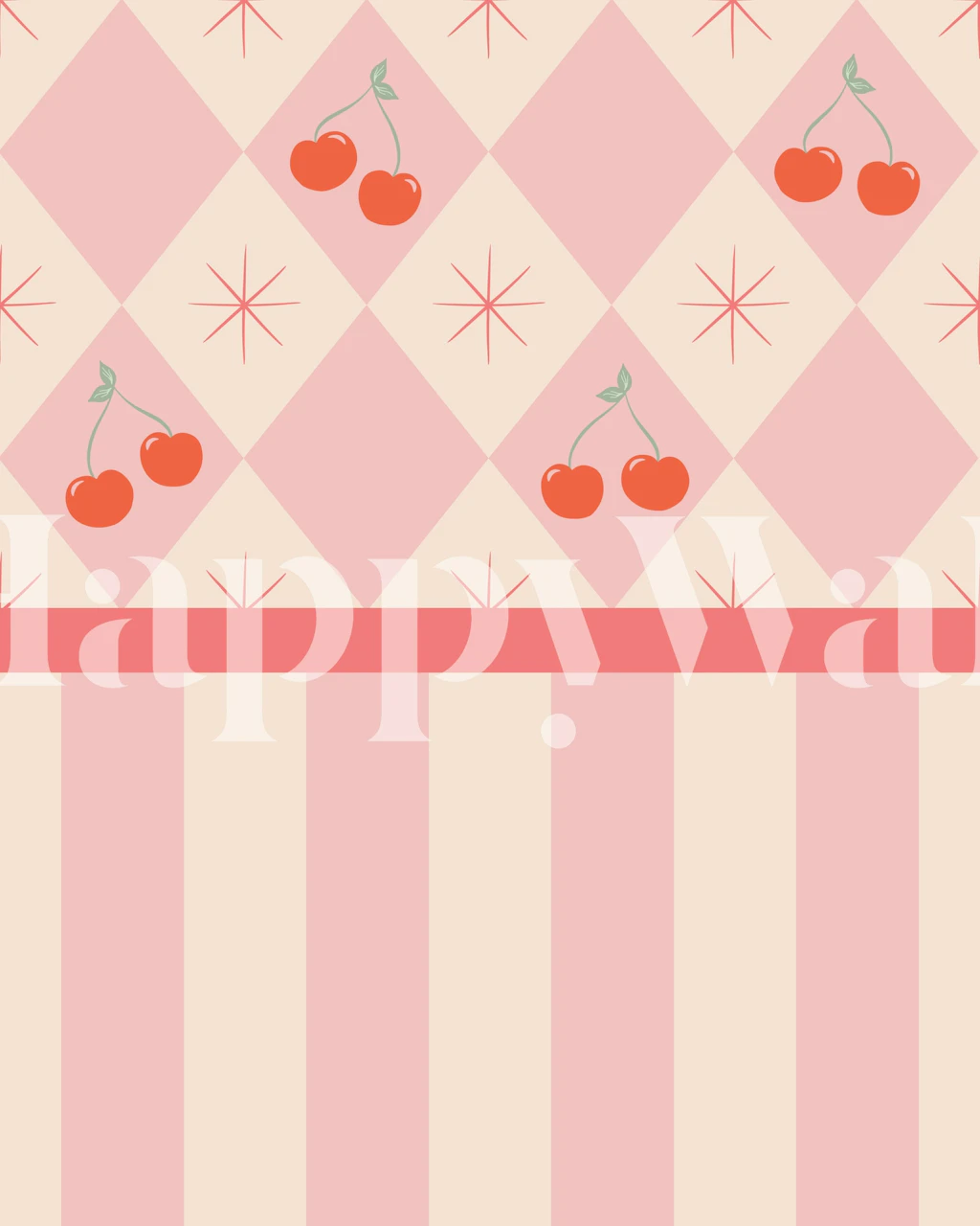 Jumbo Pastel Pink Cherry papel pintado | Happywall