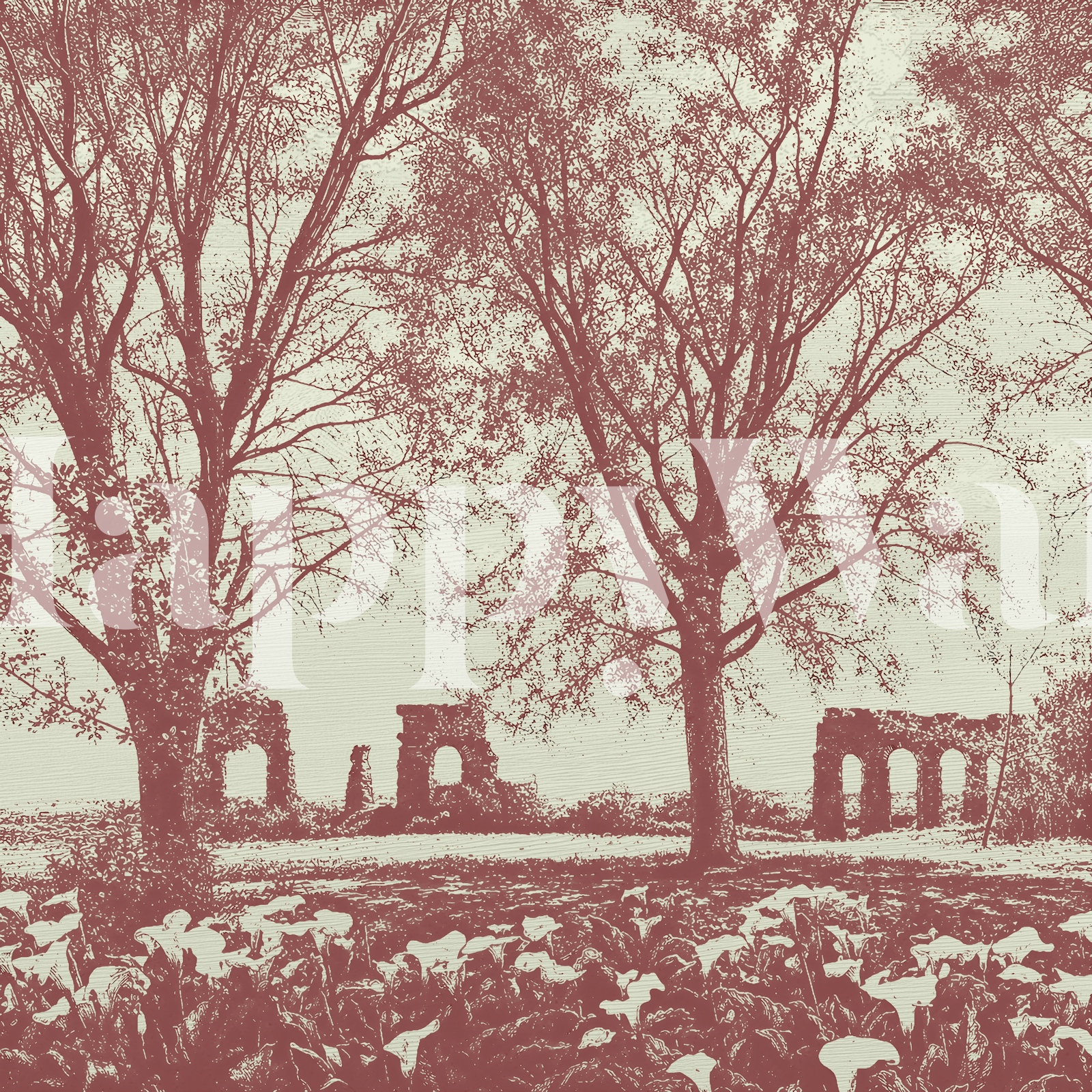 Magenta Old Aqueduct Ruins Among Trees wallpaper | Happywall