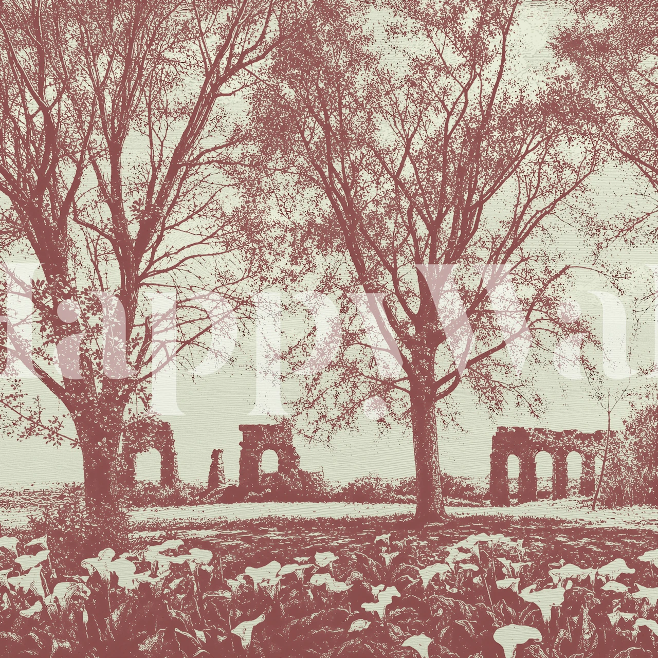 Magenta Old Aqueduct Ruins Among Trees wallpaper | Happywall