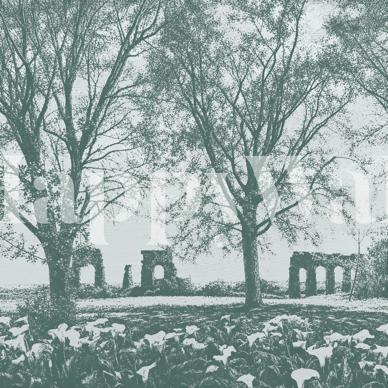 Green Old Aqueduct Ruins Among Trees wallpaper | Happywall