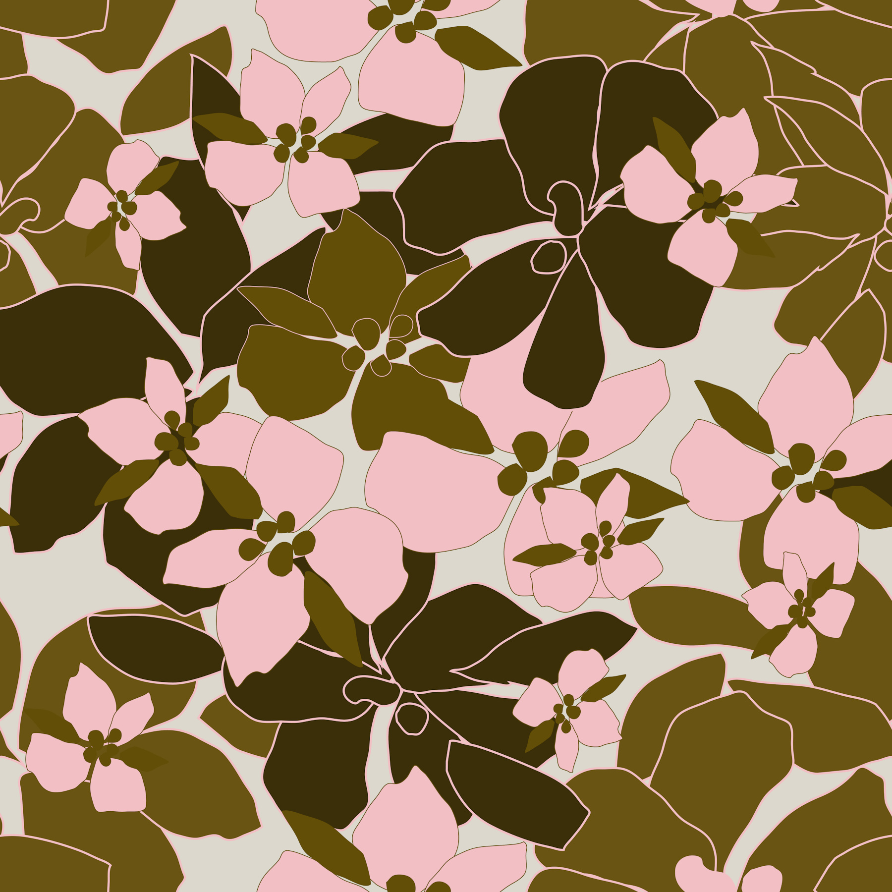 Mid Century Blossom Garden papel pintado | Happywall