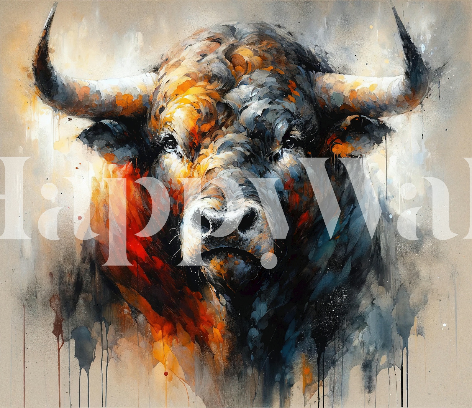 Majestic Bull Portrait papel pintado | Happywall