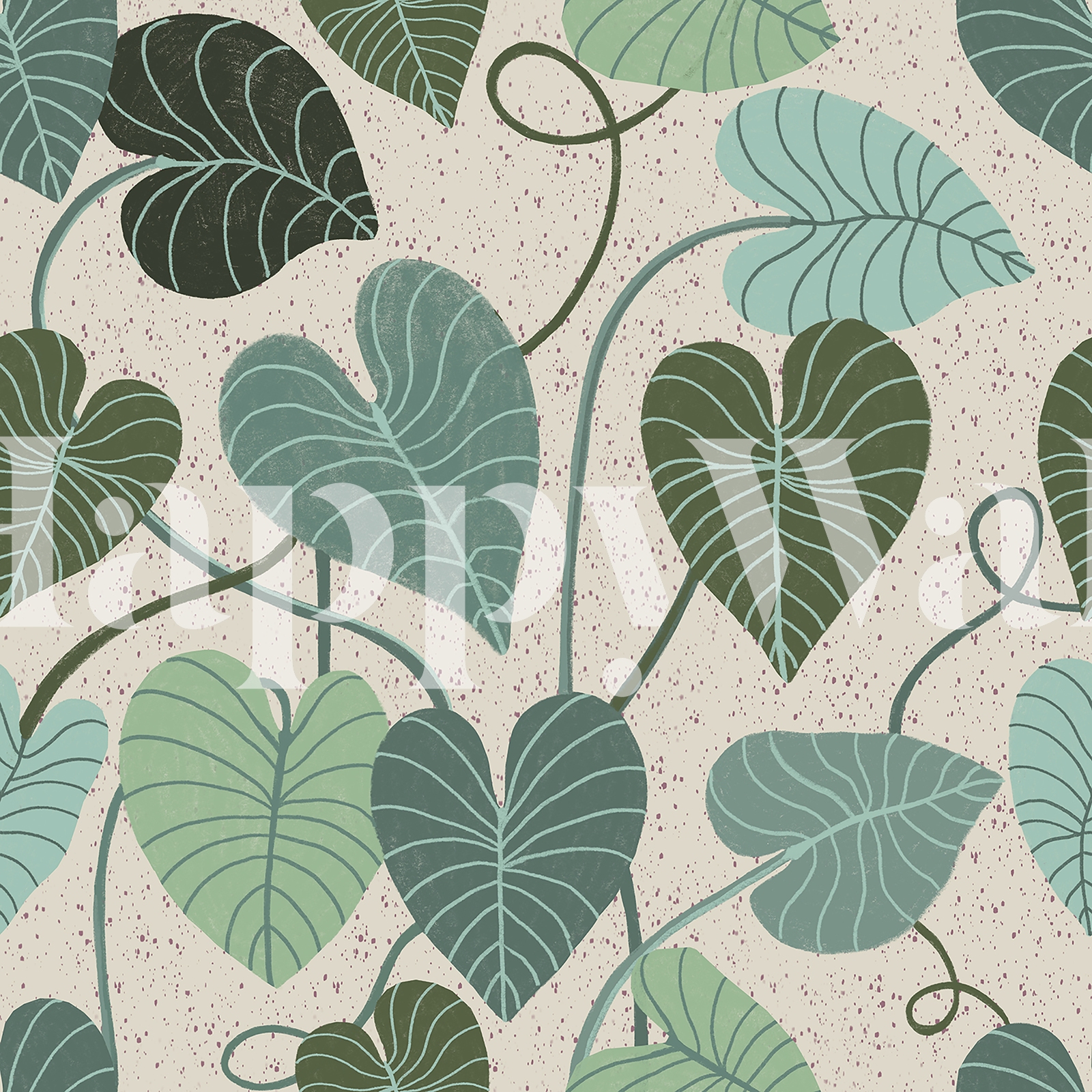 Tropical Leaf Wallpaper in Green and Blue