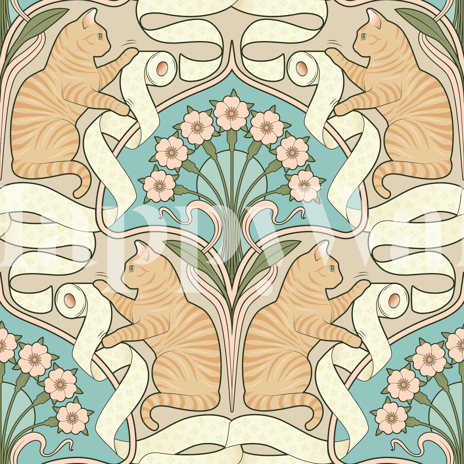 Gatos atigrados y papel higiénico papel pintado