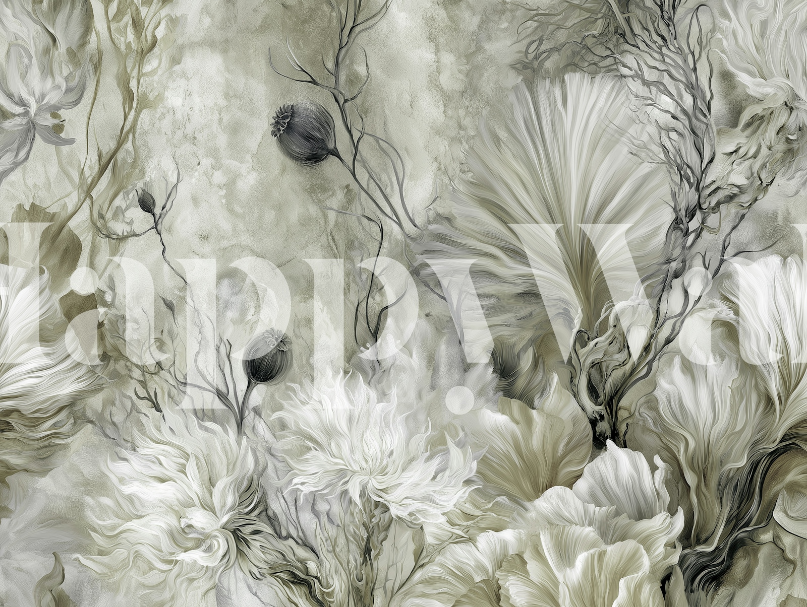 Whispering Wildflowers Neutral Tones wallpaper | Happywall