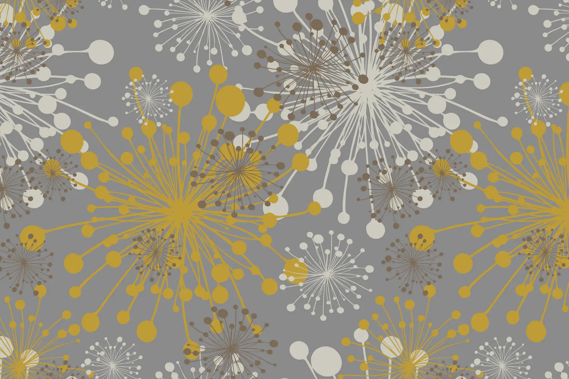 Dandelions grey mustard wallpaper - Happywall