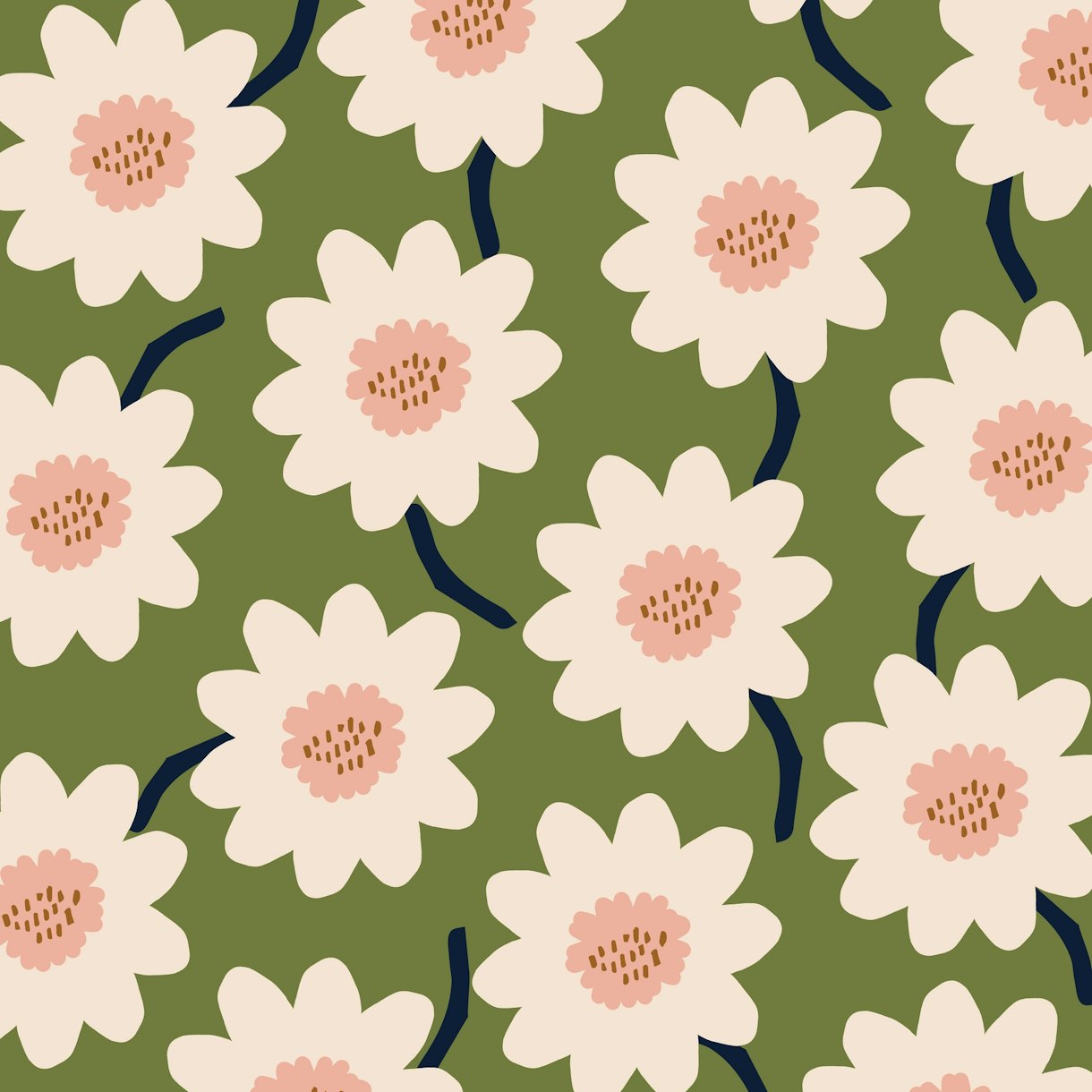 Flower Field Green Wallpaper | Buy Online at Happywall
