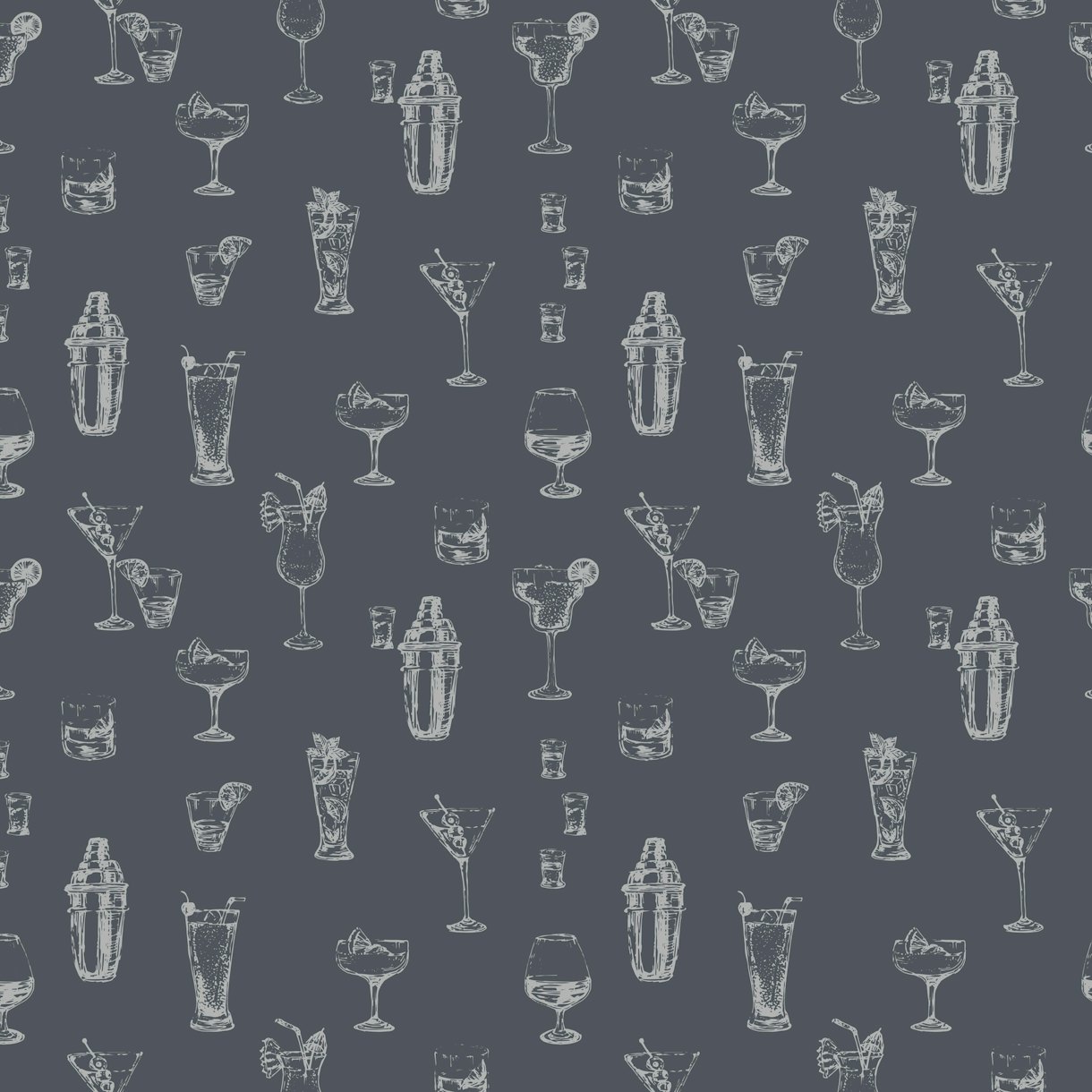 Unique Cocktail Wallpaper | Hand-Drawn Alcoholic Drinks Wall Murals ...