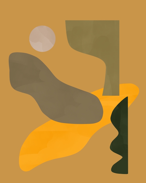 Muted Yellow Abstract Shapes Wallpaper