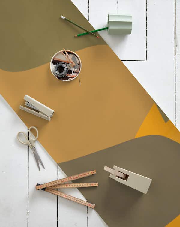 Muted Shapes in Yellow wallpaper - Happywall