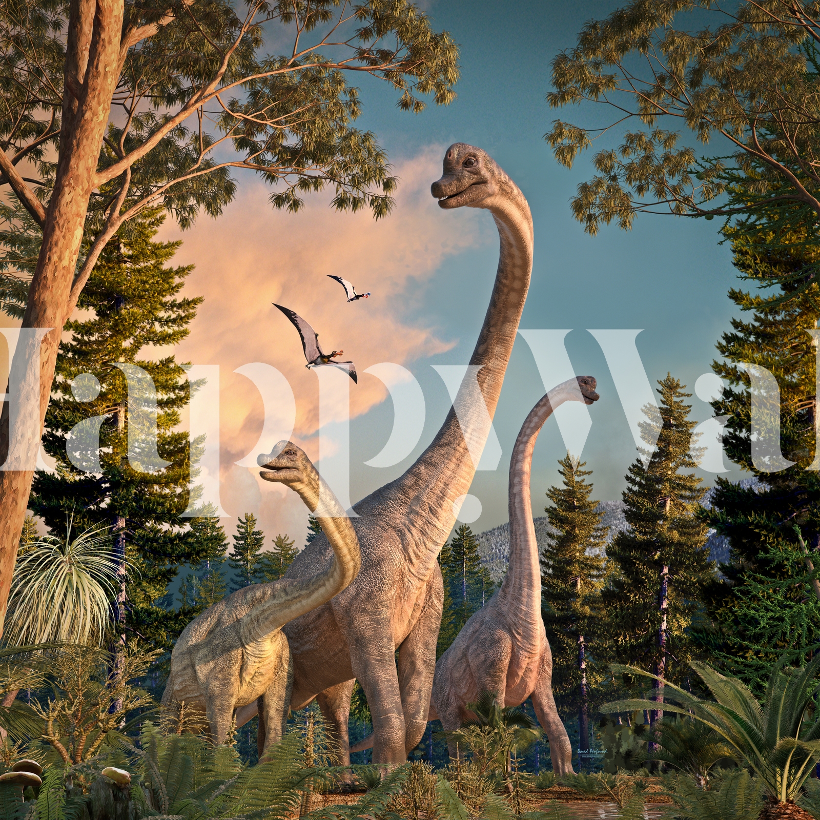 Dinosaur Forest Wallpaper for Kids Room