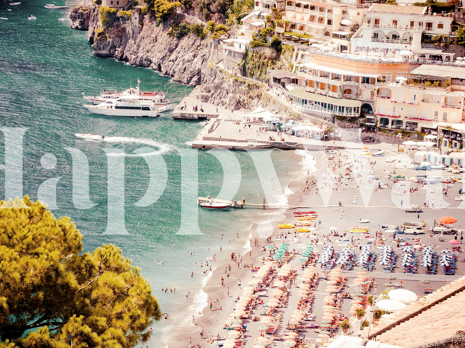 Positano Beach View Wallpaper for Living Rooms