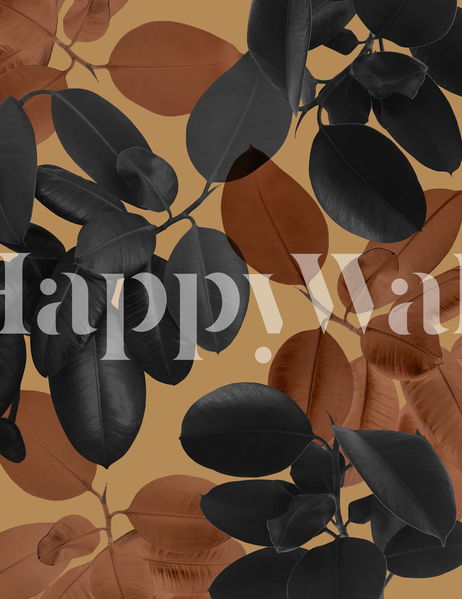 Black and Brown Ficus Leaves Wallpaper
