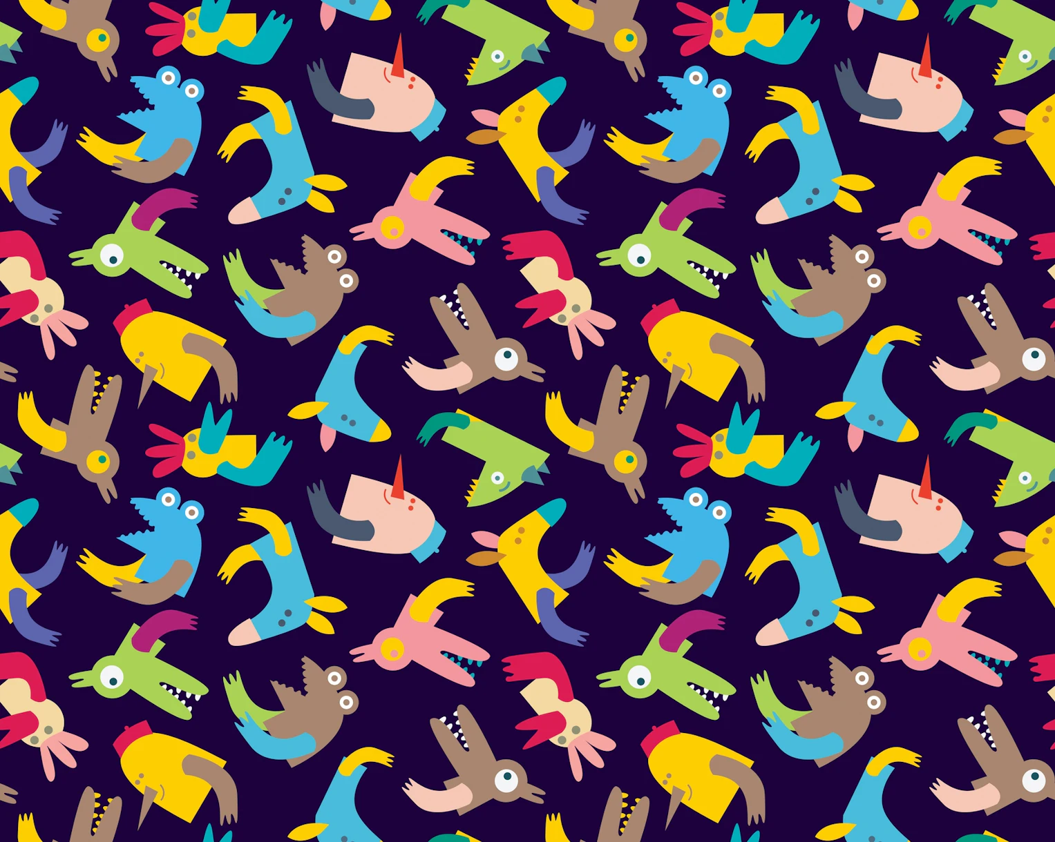 Blue Animals Pattern wallpaper - Happywall