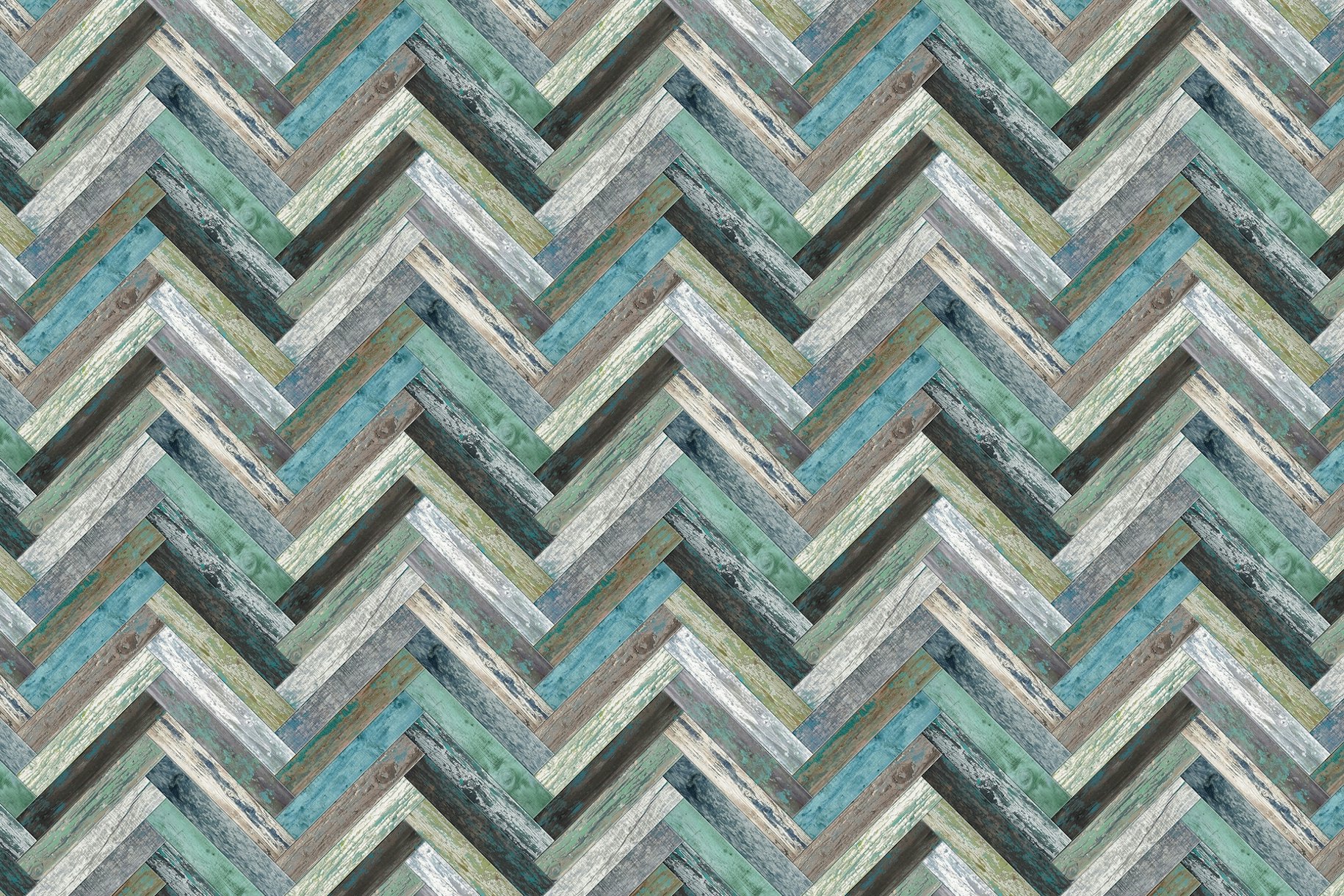 Chevron Wood Green Blue Wallpaper - Buy Online | Happywall