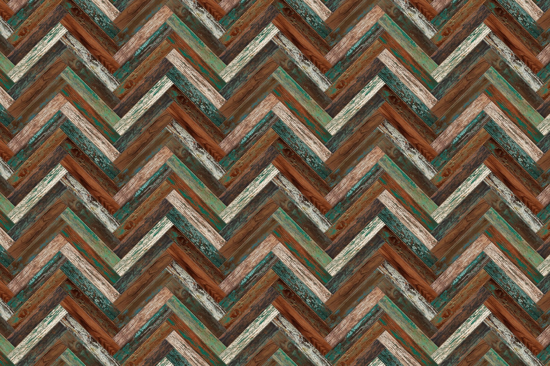 Chevron Wood Green Rust wallpaper - Happywall