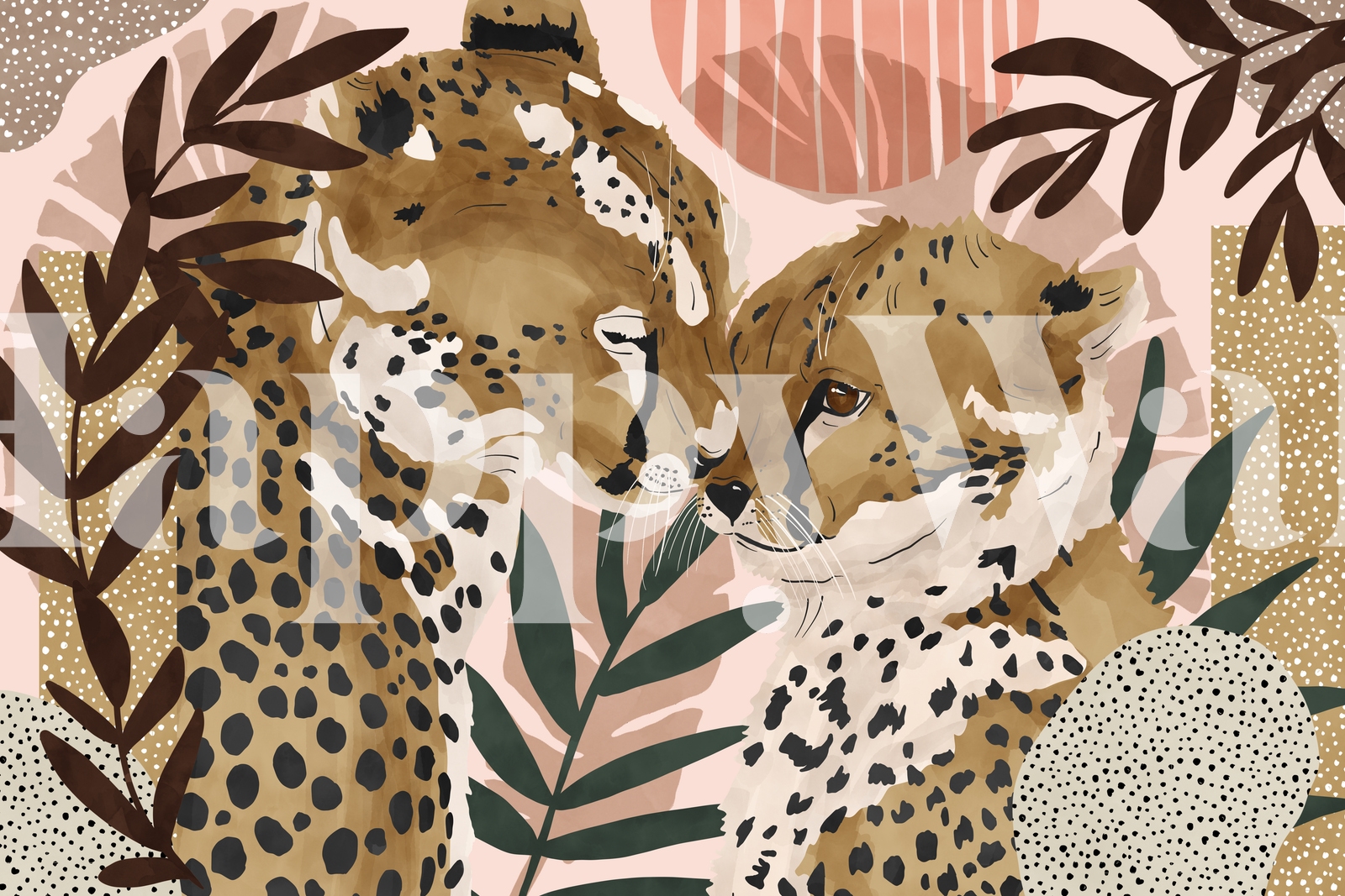 Cheetah Couple Animal Print Wallpaper