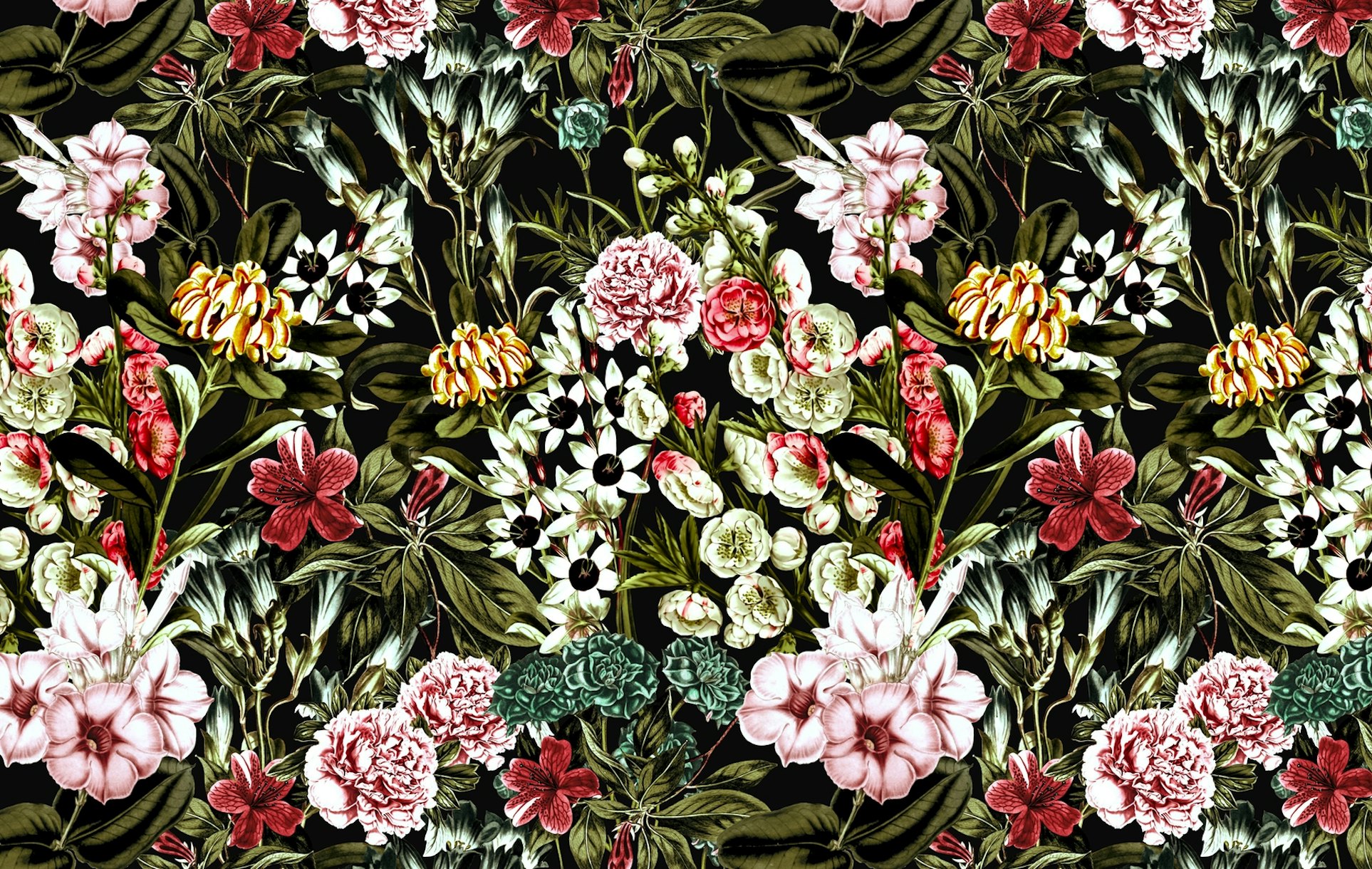 Dark Bloom I Wallpaper | Floral Wallpaper Online | Happywall