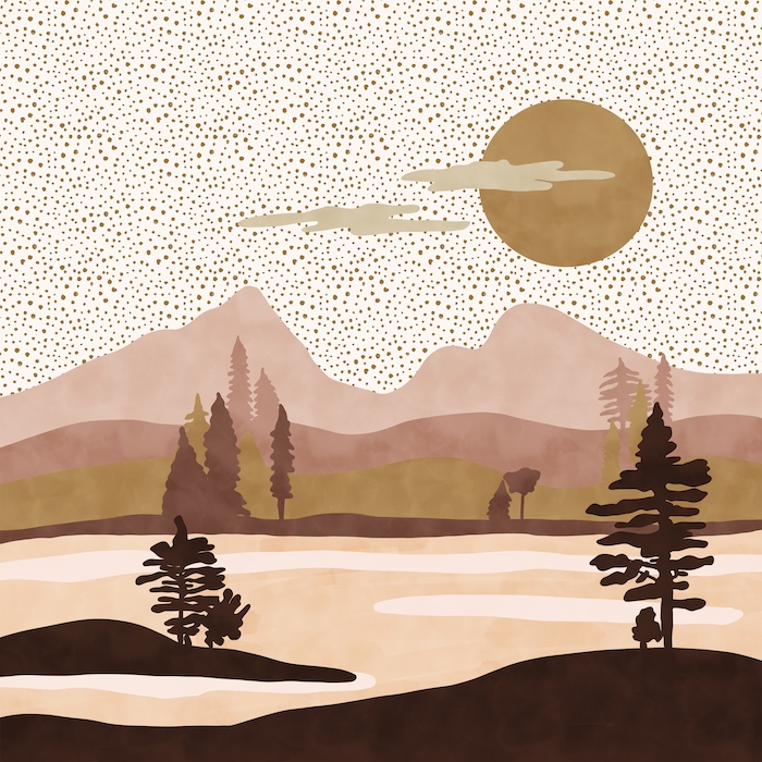 Simple Pink Forest Landscape - Happywall