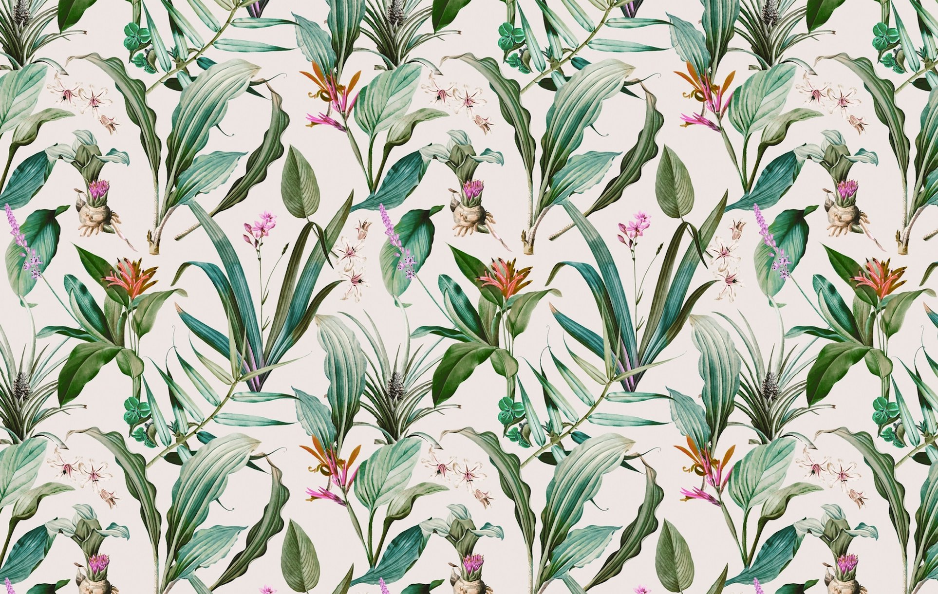 Blue botanical garden pattern wallpaper - Happywall