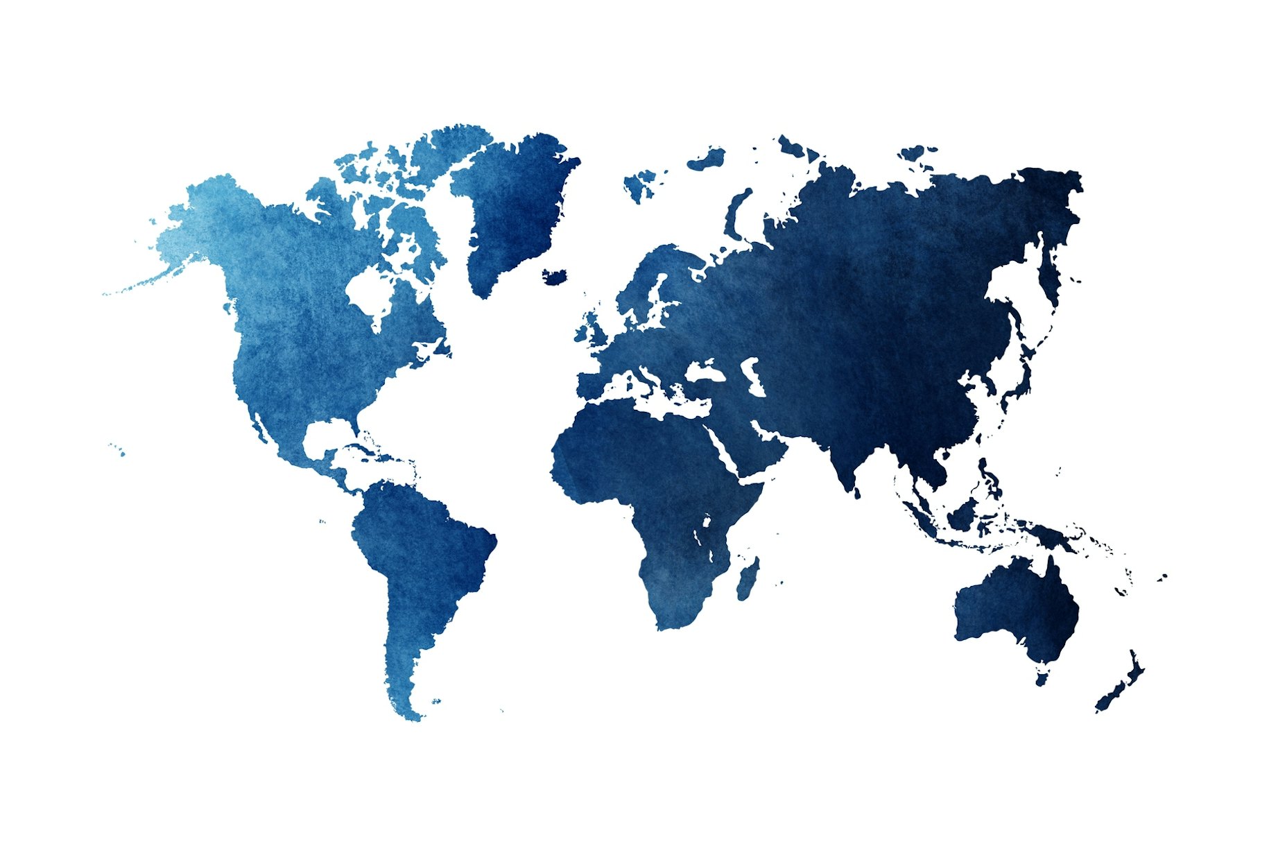 World Map Navy and Blue Wallpaper - Happywall