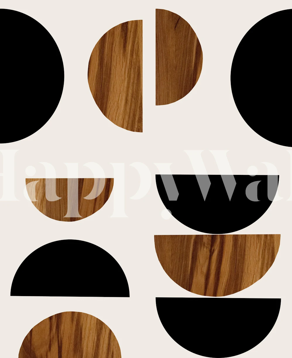 Yin Yang Wood Geometric Glam 1 Wallpaper | Buy Online | Happywall
