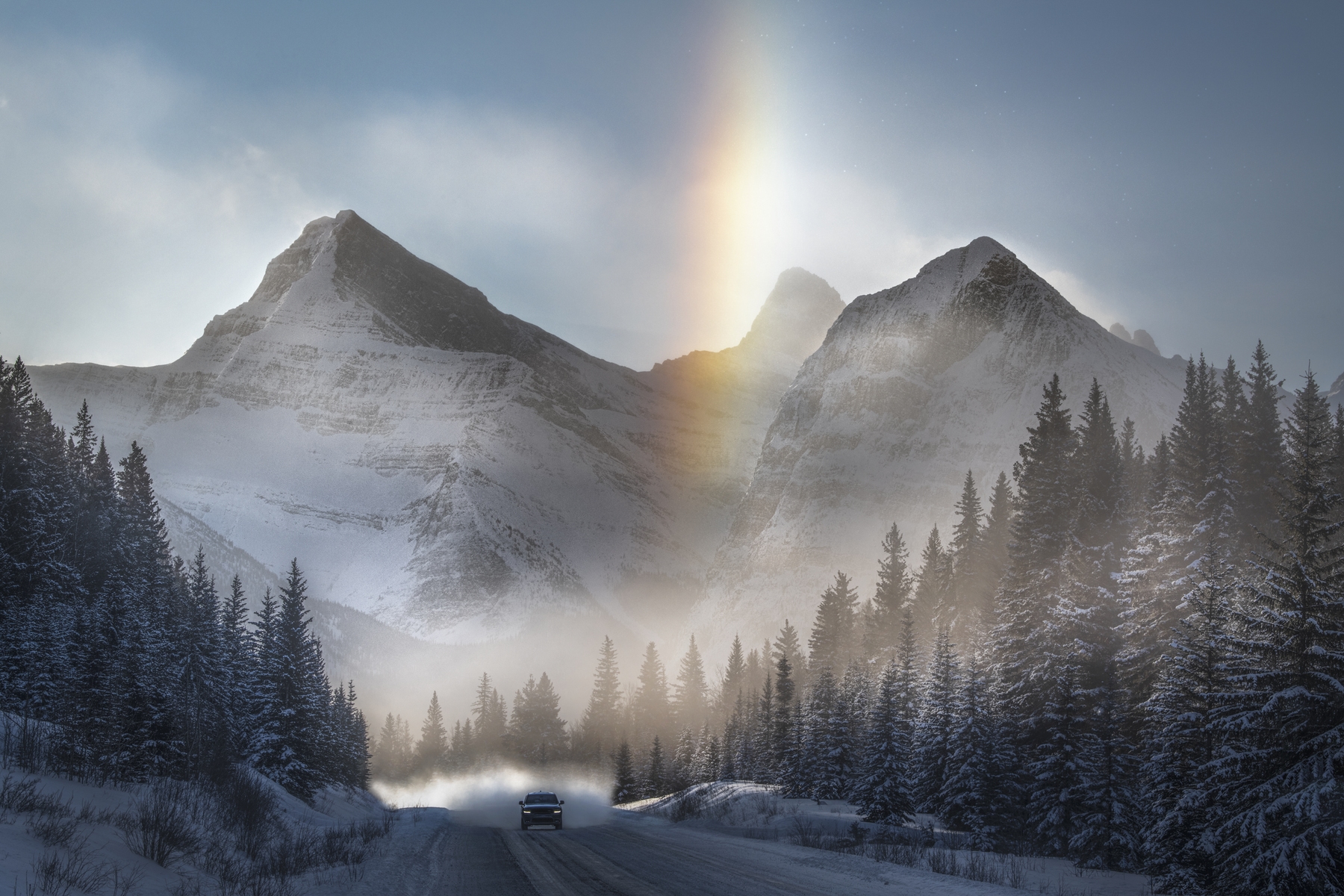 Riding Under Frozen Rainbow wallpaper - Free shipping | Happywall