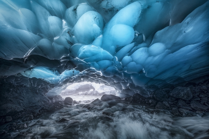 Two Ice Caves Wallpaper - Unique Arctic Landscape Design