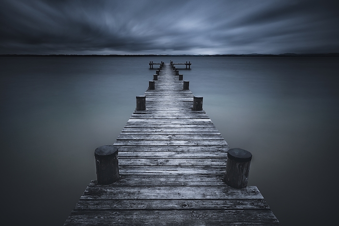 Dark Pier Scenic Wallpaper for Bedroom
