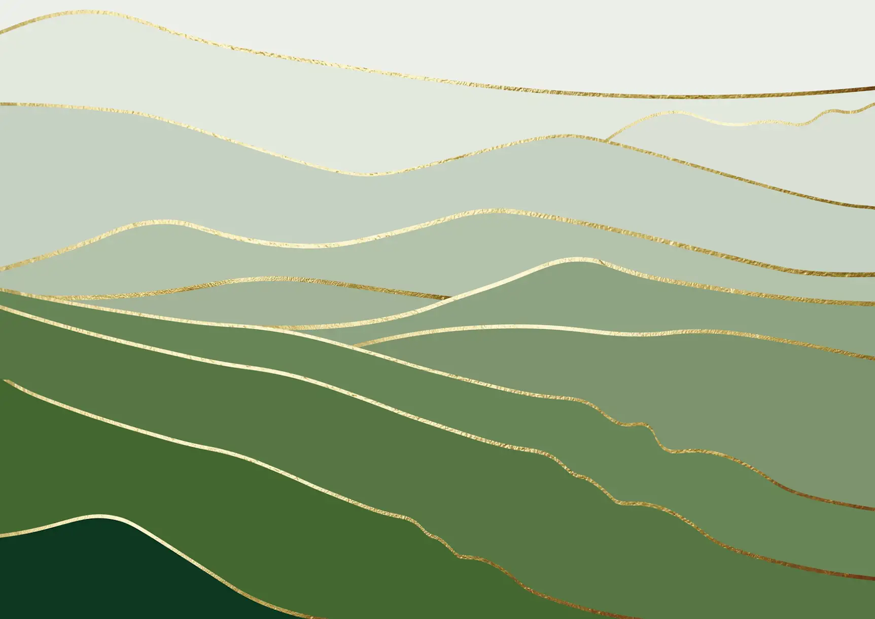 Landschap groen en goud behang - Happywall