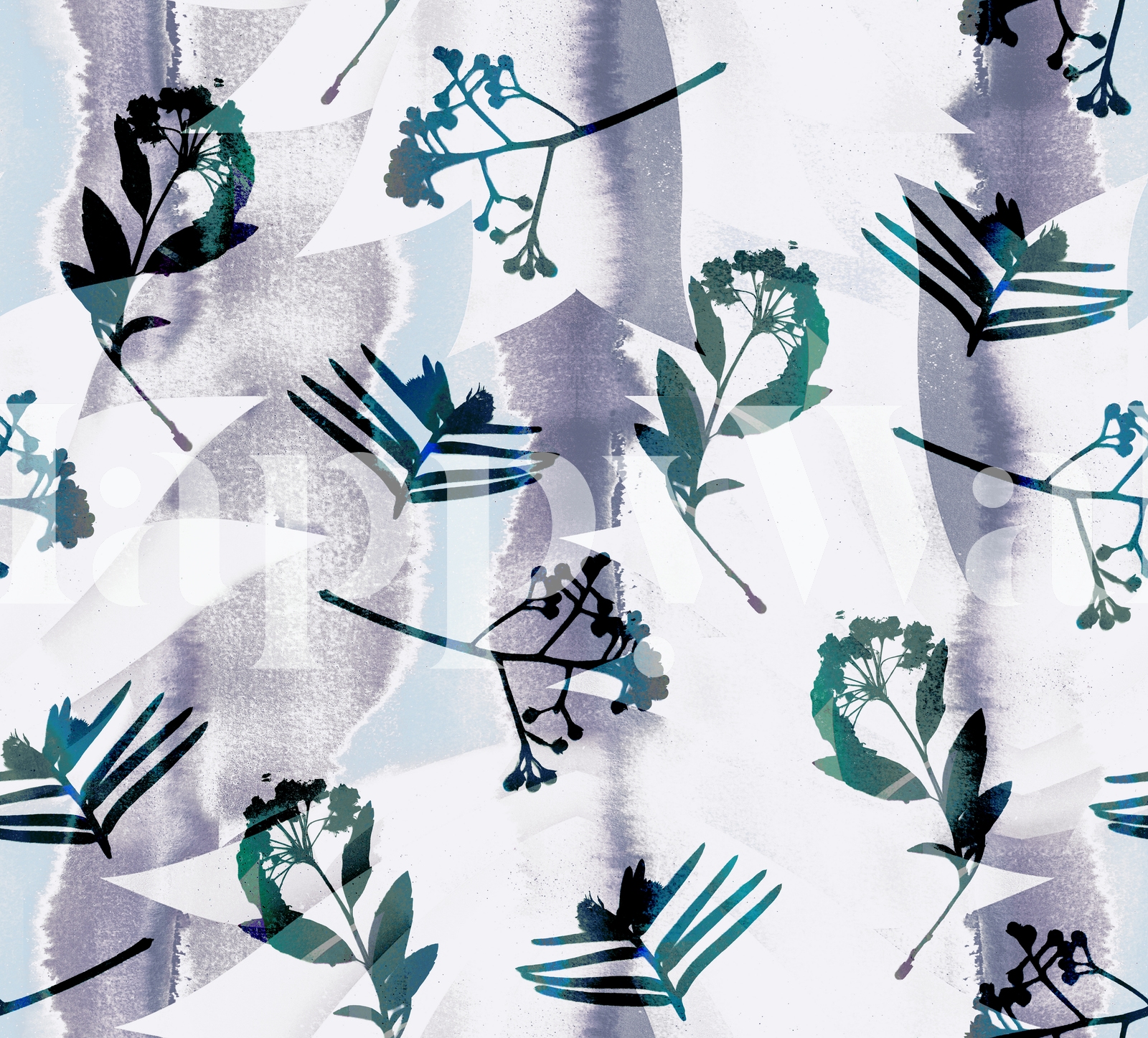 Painterly Dried Plants Collage Wallpaper